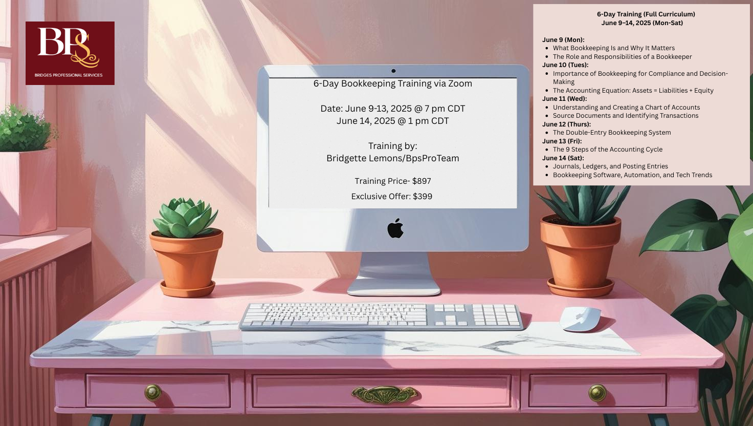 6-Day Bookkeeping Training (June 9–14, 2025) – Full Curriculum via Zoo ...